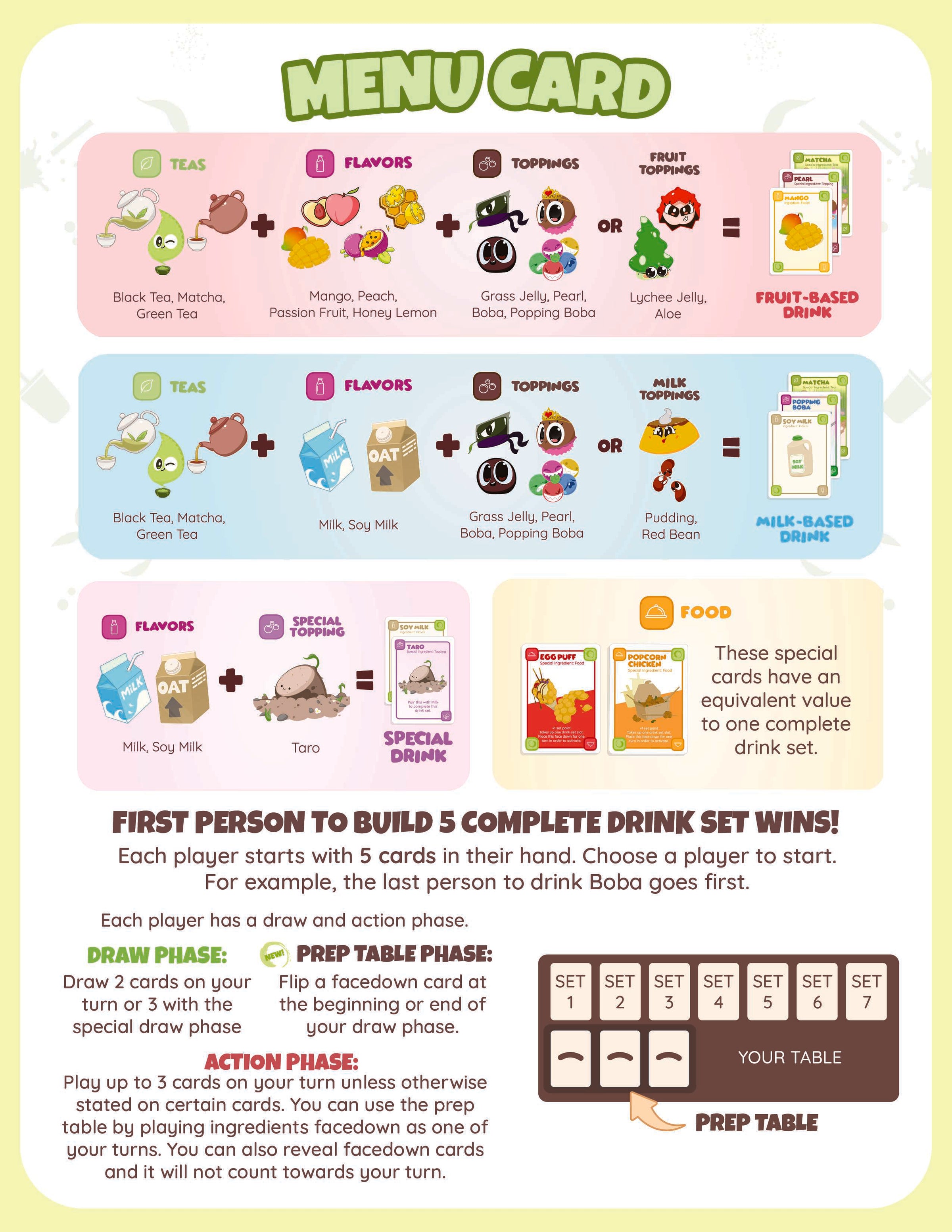 Printable Menu Cards & Instruction Manuals – sabobatage